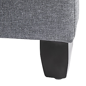 HOMCOM Half Moon Storage Ottoman, Upholstered Button Tufted Storage Bench with Lift Lid and Wood Legs, for Living Room, Entryway, Gray