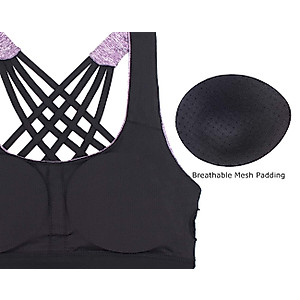 icyzone Yoga Tops Workouts Clothes Activewear Built in Bra Tank Tops for Women (S, Lavender)