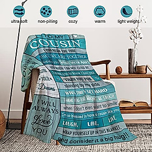 Pezolen Cousin Gifts for Women Blanket 60"X50", Best Cousin Gifts for Women, Gifts for Cousins Female, Cousin Gifts for Men, Cousin Gifts for Women Birthday,Christmas, Cousin Gift