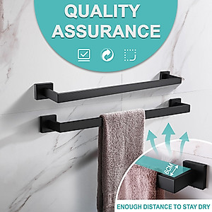 LANC 36-Inche Long Towel Bars for Bathroom Wall Mounted, Matte Black Bath Towel Racks Stainless Steel Total-37.5” Towel Rails for Kitchen Square Towel Holder Rods Hanger, A8804MB-9P1