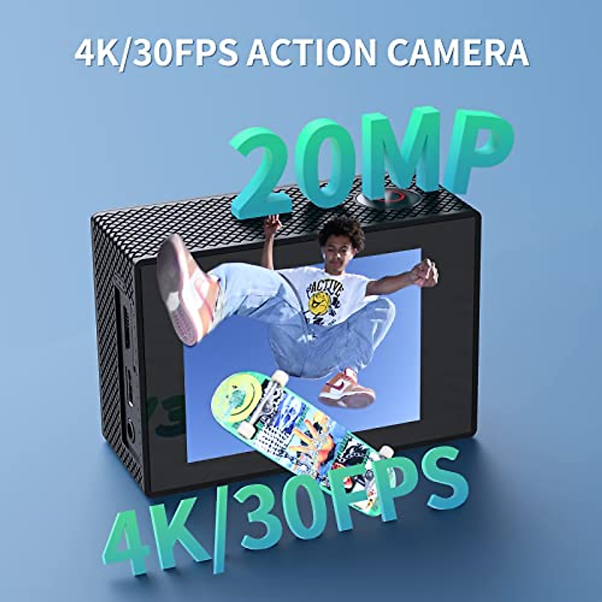 TIMNUT 4K/30fps Action Camera Waterproof - 131ft/40m Ultra HD Underwater Camera EIS, WiFi Camera 170°Wide Angle Full Sports Camera,20MP Helmet Bike Camera with 2.4G Remote Control 2 Batteries