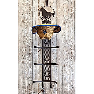 BestGiftEver Rustic Western Country Metal Horse 4 Cowboy Hat Rack Wall Mounted/Over The Door Holder