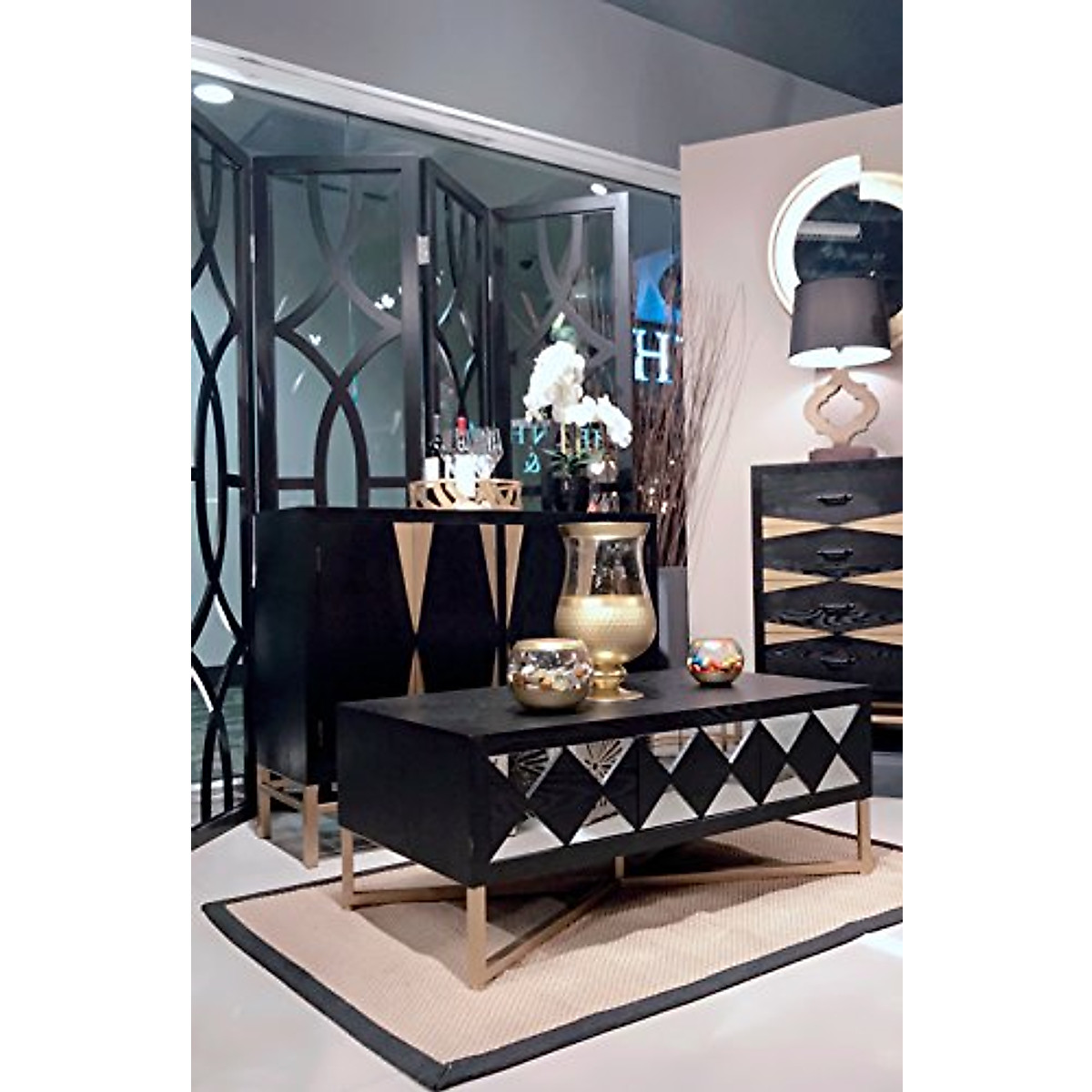 Screen Gems Savoy Screen SG-281-84" x 84" Room Divider, Black