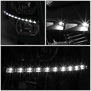 DNA MOTORING HL-LED-CSIL07-BK-CL1 Pair LED DRL Strip Headlight/Lamp Compatible with 07-14 Silverado, Black