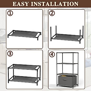 Iwaiting Outdoor 4 Tier Closet Organizers and Storage, Clothes Storage Organizer with 1 Drawer, Practical Storage Shelves for Storing Clothes, Bag and Other Items (Grey)
