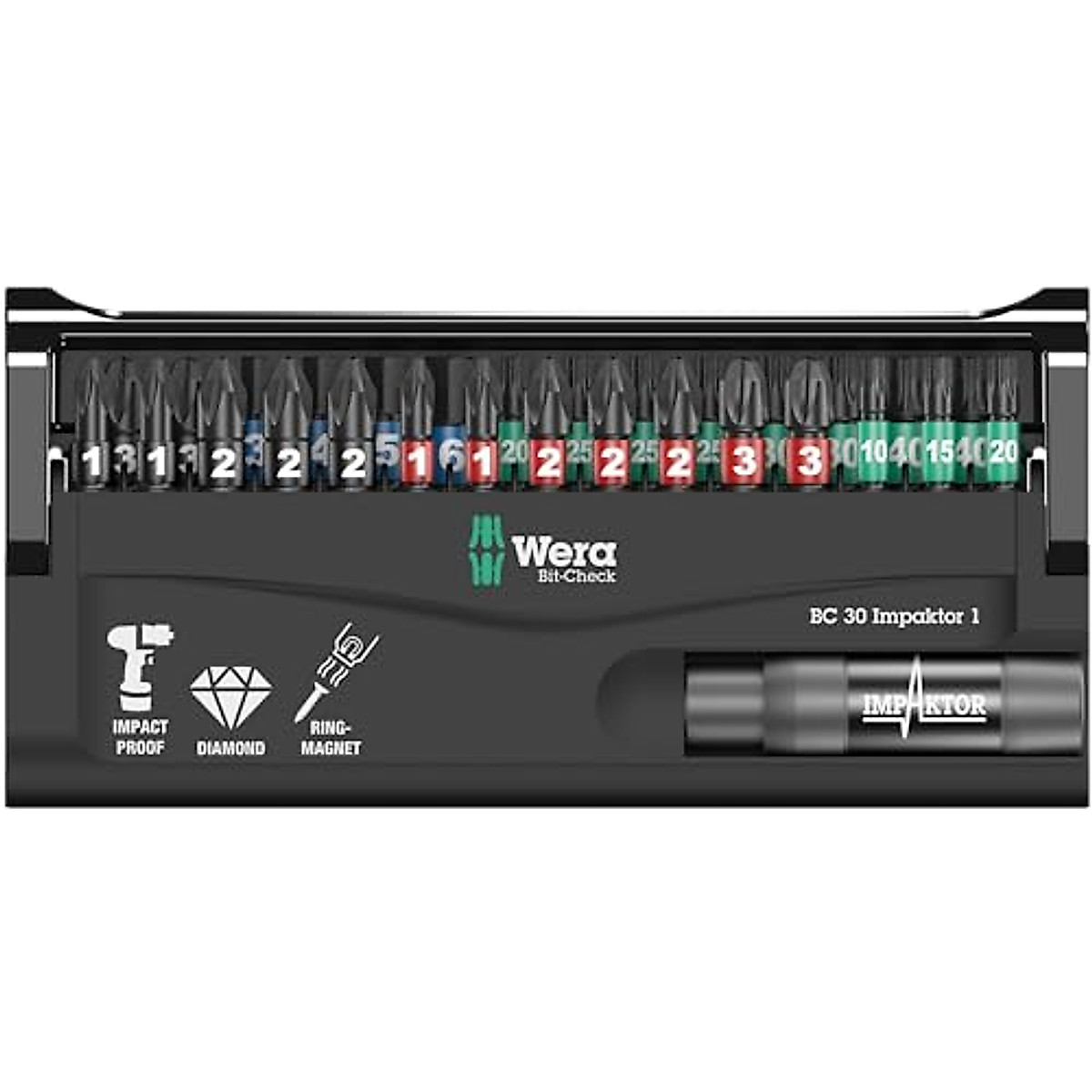 Wera 05057690001"Impact 1" Bit-Check - Silver (30Piece) [Energy Class A]