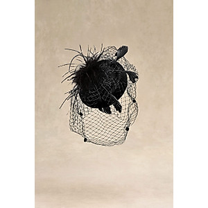 BABEYOND Fascinator Hat Veil Feather Fascinators Hair Clip Tea Party Pillbox Derby Hat Fascinator Bridal Wedding Black