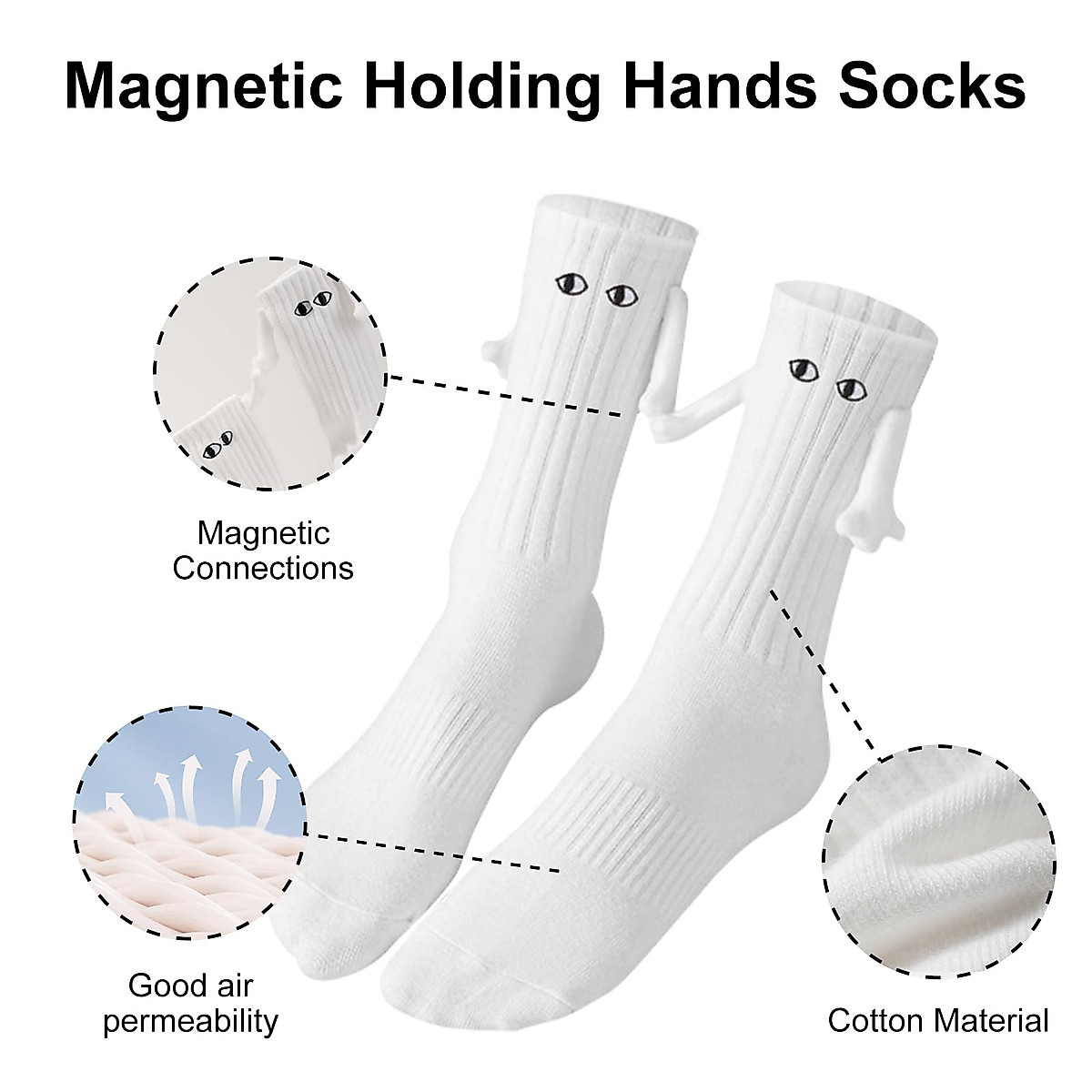 Yawlsow 2 Pair Holding Hands Magnet Socks, Funny Magnetic Hold Socks, Adult Crazy Silly Socks, Gift for Dad,Couple, Coworkers,Buddies,Friend,women,Teen Girl.Wedding Gifts