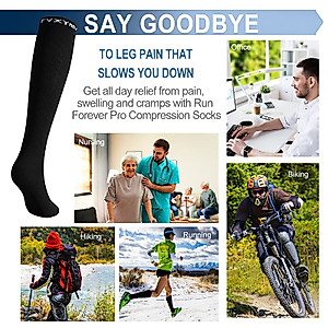 3 Pairs Graduated Compression Socks for Women Men 20-30mmHg Compression Stockings Knee High Socks Long Flight Socks (Large-X-Large)