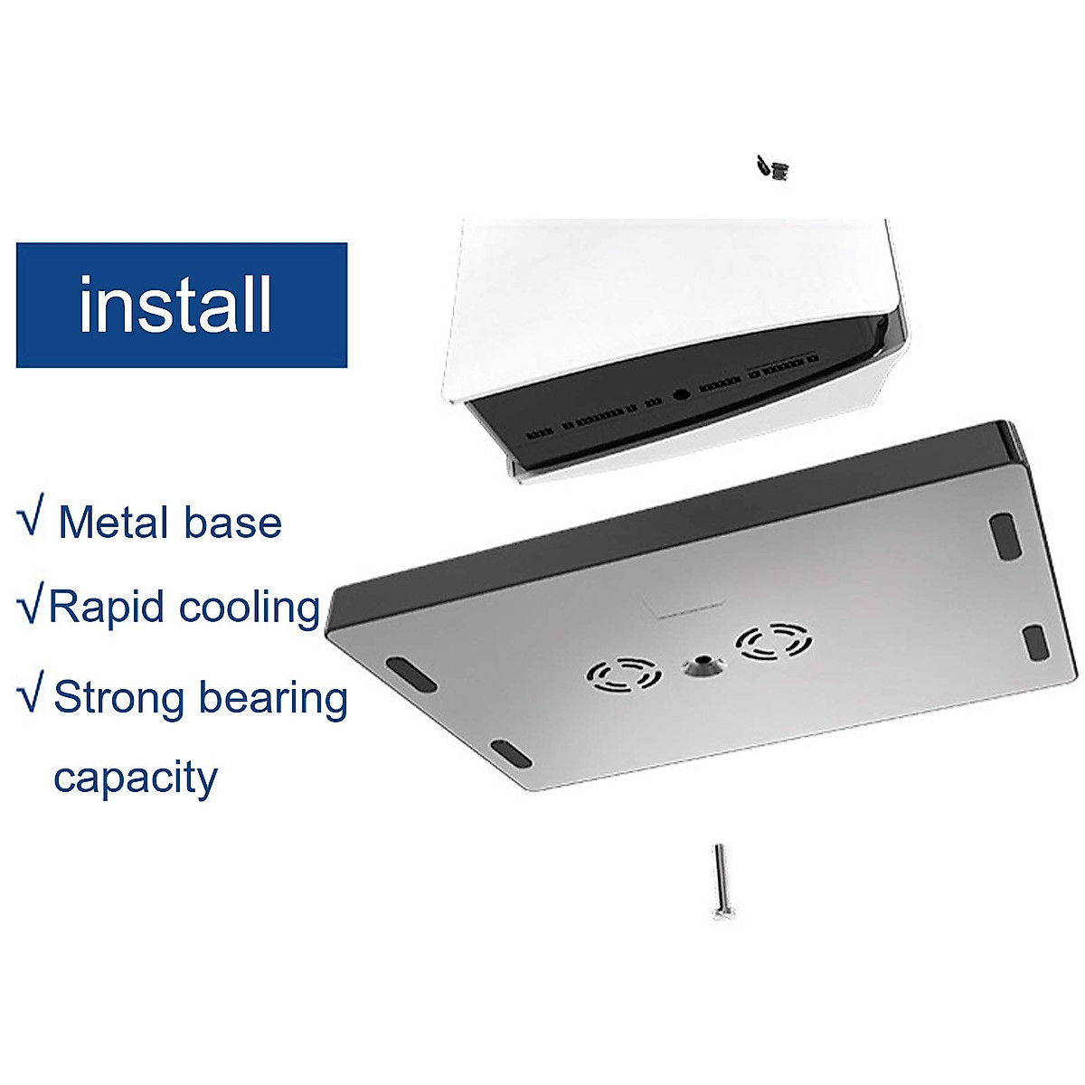 Sequn Vertical Charging Stand for Playstation 5 with Cooling Fan for PS5 Digital Edition/Ultra HD Console, Charging Dock Station with 15 Game Storage Slots and Dual Controller Charger Ports