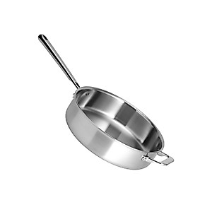 Misen 3 QT Stainless Steel Sauté Pan with Lid - Deep Frying Pan - Large 5-Ply Steel Cooking Pan