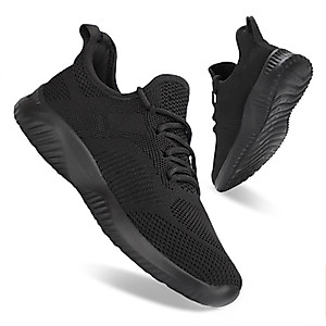 Slip On Sneakers for Women-Fashion Sneakers Walking Shoes Non Slip Lightweight Breathable Mesh Running Shoes Comfortable All Black 8.5