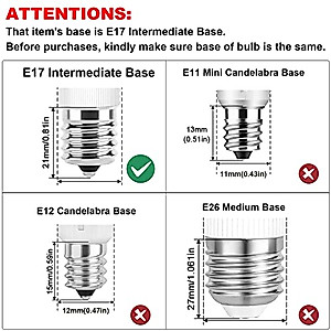 E17 Led Bulb Microwave Oven Light, Over Stove Appliance Replacement 40W Incandescent for Refrigerator, Range Hood, Dimmable, 120V 5W 450LM Daylight White 6000K, E17 Intermediate Base, Pack of 2