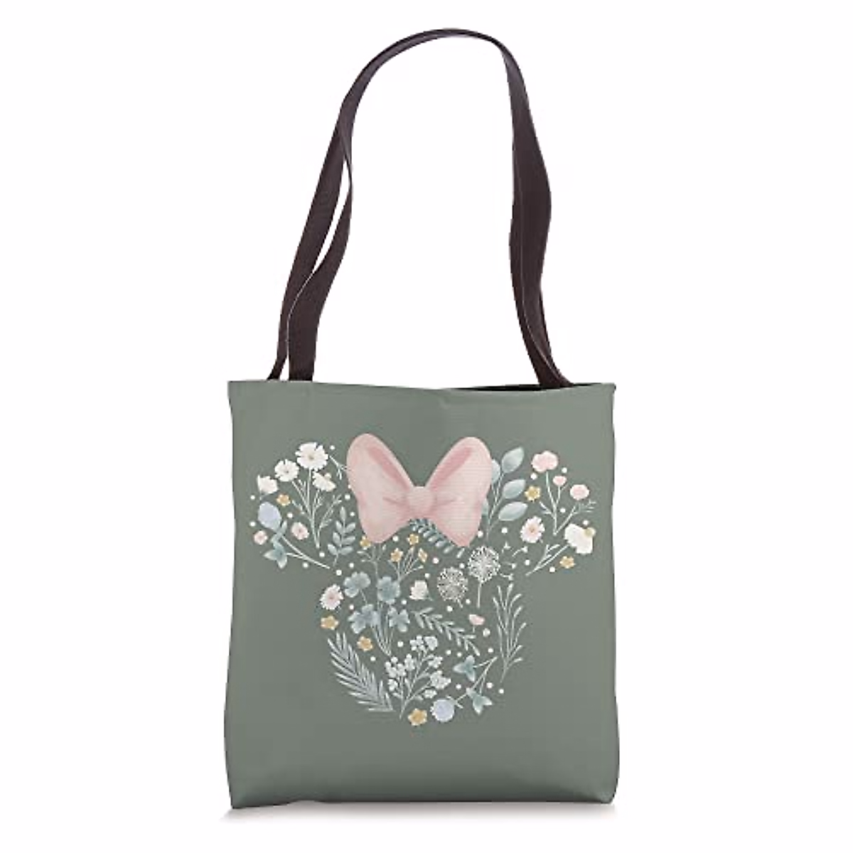 Disney Minnie Mouse Icon Spring Flowers Sage Green Tote Bag