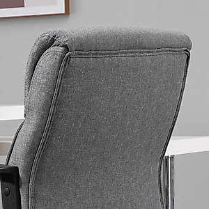 Vinsetto Mid Back Home Office Chair Height Adjustable Linen Fabric Desk Task Chair with Ergonomic Line Wide Seat, Thick Padding, and Armrest