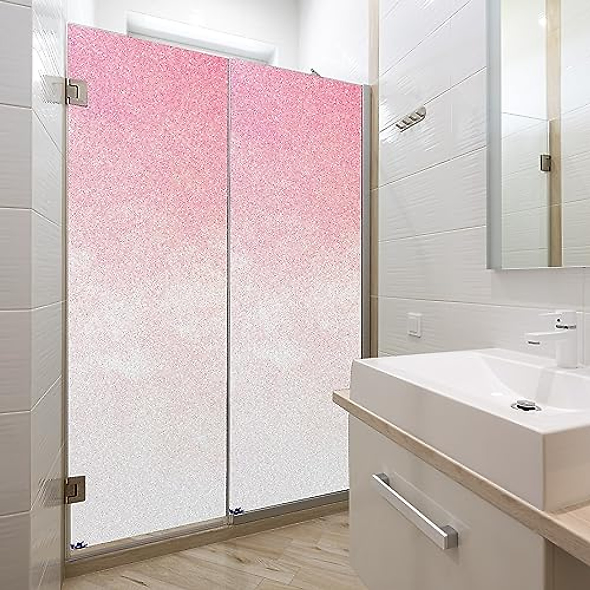 IOACIY Privacy Window Film Frosted Glass Sticker for Home Office Static Anti-UV Window Paper Decorative Window Covering for Bathroom (Universe Outer Space Starry Sky Red Blue-178, 17.7" x 23.6")