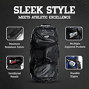 Superare Enorme Gear Bag – Versatile Gym Bag, Backpack Duffle Bag Combo, Ideal Boxing Duffle Bag or Duffle Bag for Men with Ventilation and Moisture-Resistant Fabric - Black