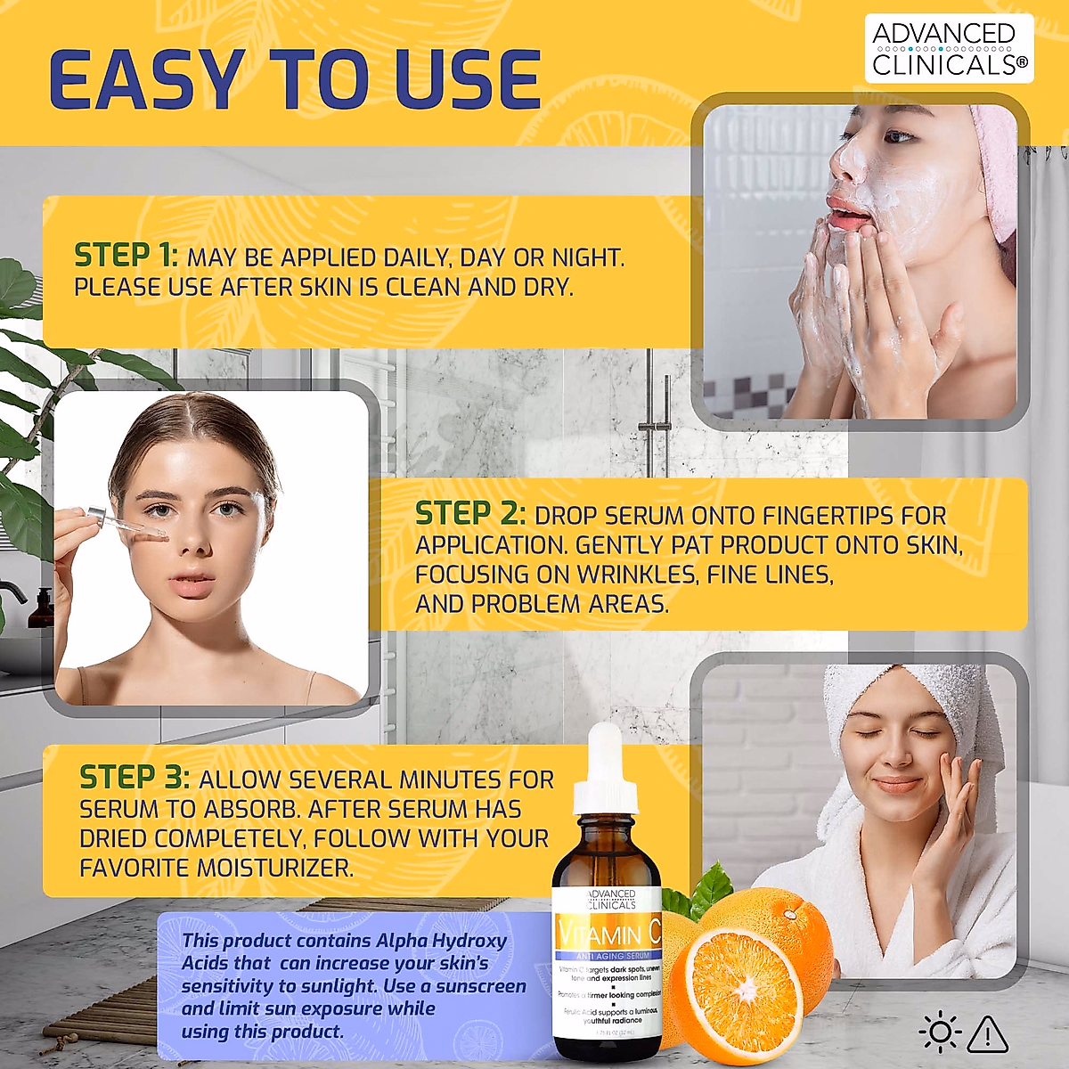 Advanced Clinicals Vitamin C Body Lotion + Potent Vitamin C Serum 2pc Bundle | Face Serum & Body Cream Brightening Skin Care Set & Kits For Wrinkles, Dark Spots, Dry Skin, & Uneven Skin Tone, 2-Pack