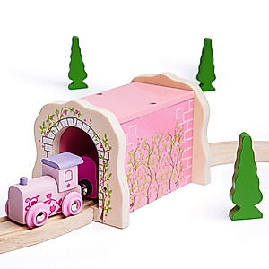 Bigjigs Rail Pink Brick Tunnel - Other Major Wooden Rail Brands are Compatible