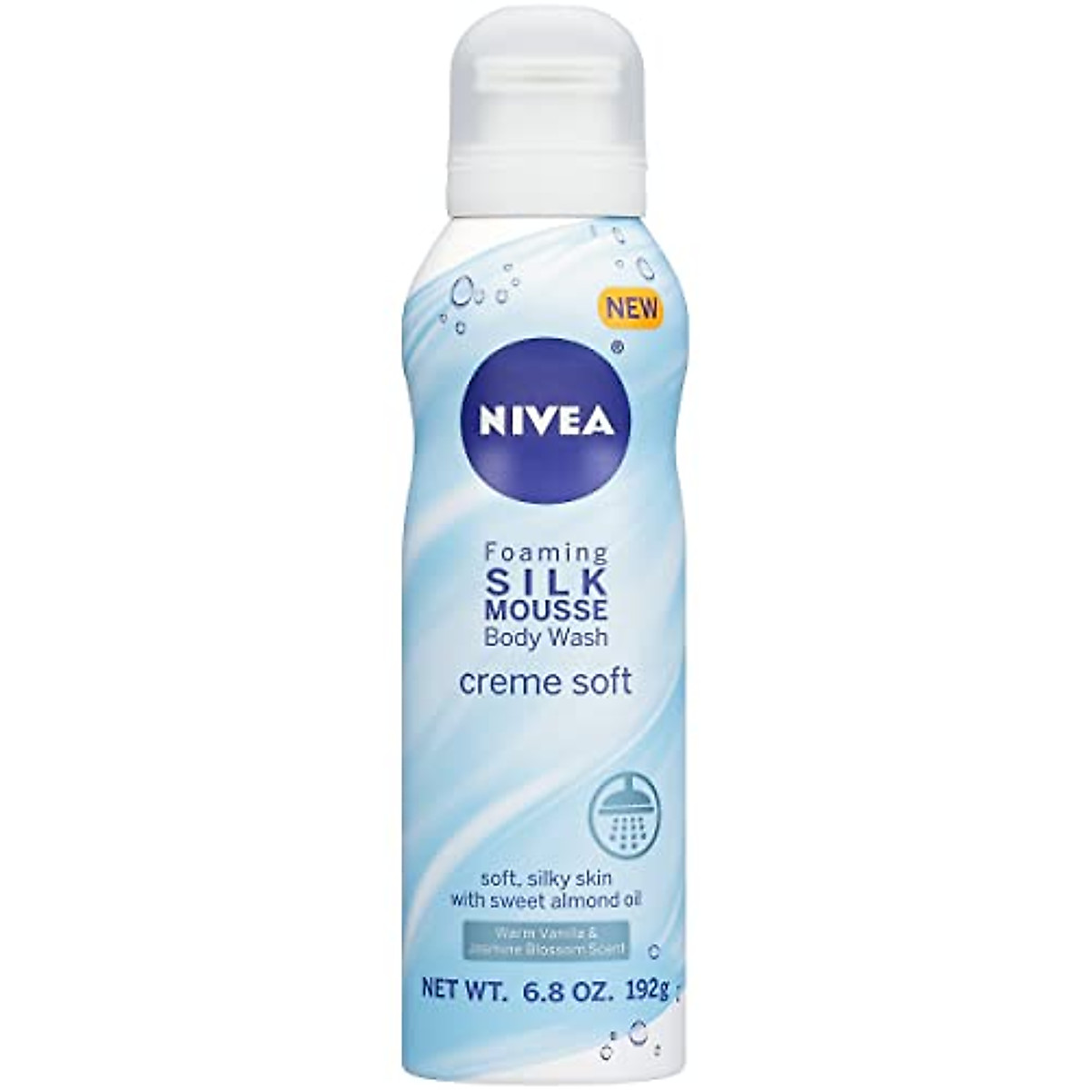 Nivea Creme Soft Foaming Silk Mousse Body Wash, Vanilla and Jasmine Blossom, 6.8 Ounce