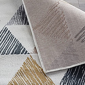 SUPERIOR Adrija Indoor 2' x 3' Area Rug for Living/Dining/Family Room, Bedroom, Kitchen, Playroom, Durable Polypropylene Rug for Home and Office, On Tile & Carpet, Modern Geometric Casual, Bone