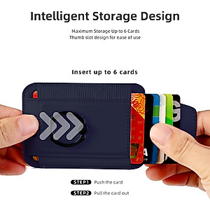 Rxuiael Stretchy MagSafe wallet for iphone 15/14/13/12 Series Leather Card Holder Magnetic Wallet for iPhone apple magsafe wallet with loop Stand & Magnetic Privacy Flap,Holds 6 Cards (Dark Blue)