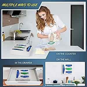 provoom Ziplock Bag Storage Organizer – Ziplock Organizer for Drawer with Grocery Bag Holder – Bamboo Baggie Organizer Compatible with Gallon, Sandwich, Snack, Quart Food Storage Bags(WHITE)