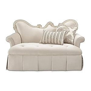 Michael Amini Lavelle Classic Pearl Traditional Velvet Settee in Ivory