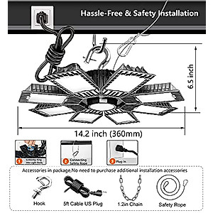 Fucoda 250W LED High Bay Light 35,000LM Industrial Commercial LED Shop Light with 5’ Cables Plug High Bay LED Lights for Commercial Warehouse Workshop Garage Factory Barn Low Bay Area Light- 2 Pack
