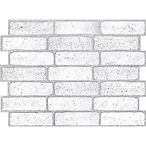 Retro-Art 3D Wall Panels, Pack of 10, Old Brick in White, PVC, 17.5" x 23.75", Cover 28.86 sq.ft. 571OG