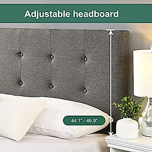 RHIZOME Queen Upholstered Platform Bed Frame with 4 Drawers Storage and Headboard Footboard, Mattress Foundation with Wooden Slats Support and No Box Spring Needed, Grey