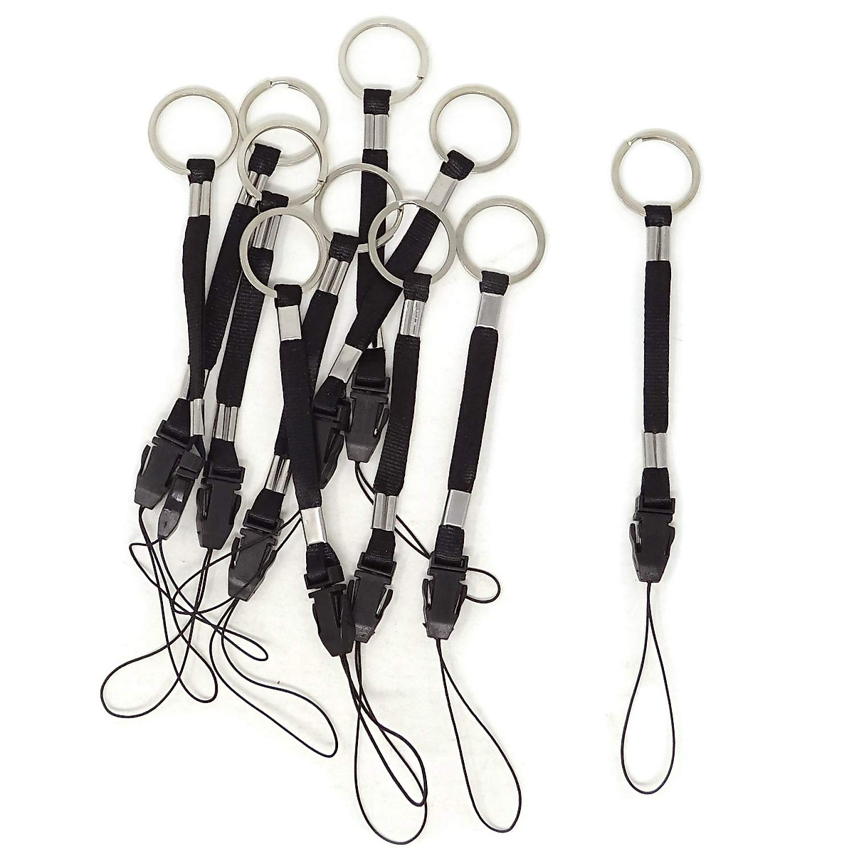 Honbay 10PCS Black Nylon Straps Lanyards with Detachable Buckle for Flashlight, Cell Phone, USB Flash Drive, MP3, MP4, and Other Small Electronic Devices