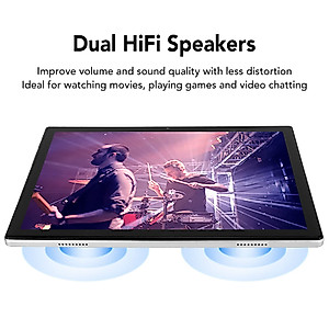 GLOGLOW Tablet PC, Dual Camera 4G LTE 5G WiFi Aluminium Alloy 8GB RAM 256GB ROM Octa Core CPU 10.1in FHD HD Tablet with Keyboard for Gaming (US Plug)