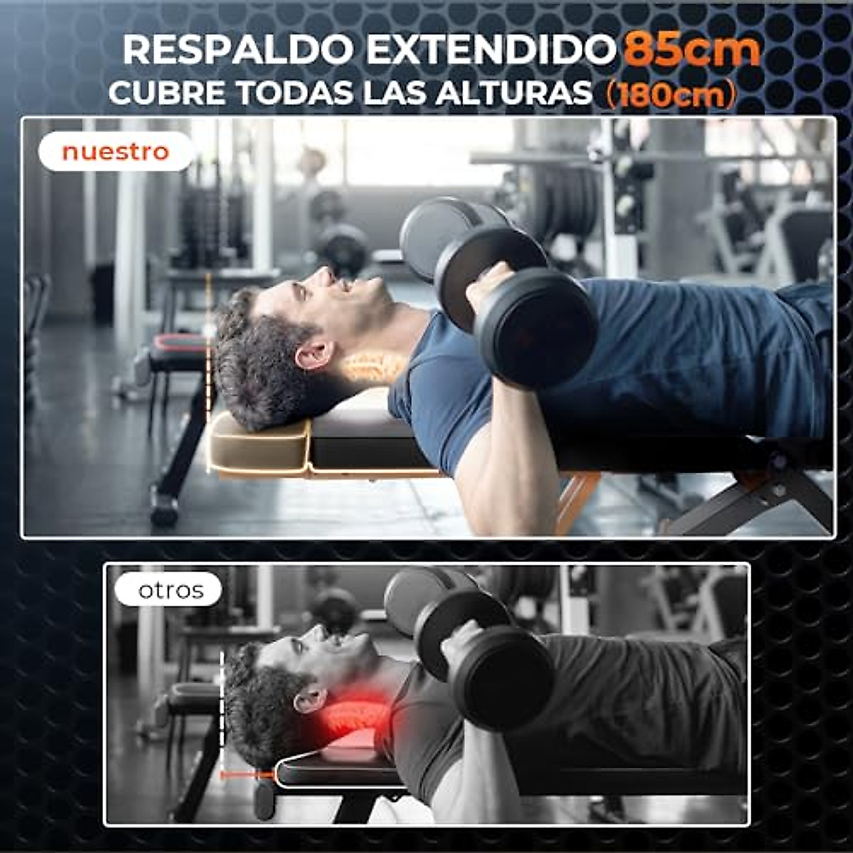 900LBS Adjustable Weight Bench - Bonvork Foldable Workout Bench Press with 80 X 40MM Heavy Duty Steel for Home Gym,Incline Decline Strength Training Bench for Full Body Exercise with Fast Folding