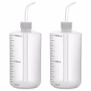 FunChem Chemical Wash Bottle, 2-Pack Plastic Lab Squeeze Washing Bottle with Clear Graduations, LDPE, Narrow Mouth (500 mL)
