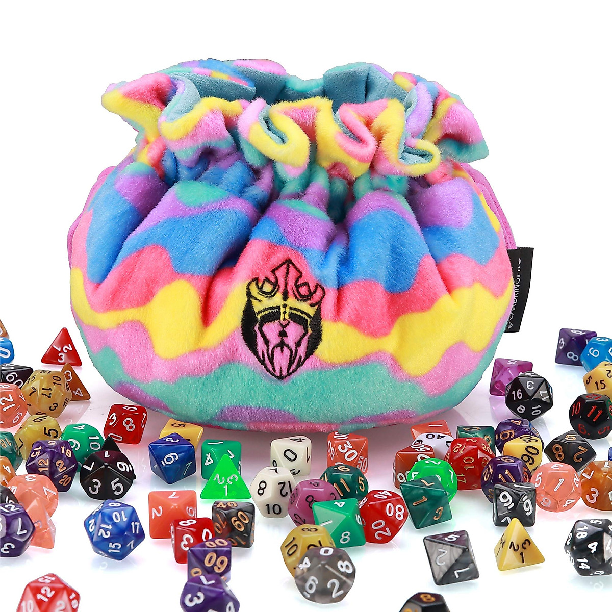 CardKingPro Immense - OCD Edition - Dice Bags with 15 Pockets - Rainbow & Blue - Capacity 200+ Dice - Great for Dice Hoarders [Patented Design]
