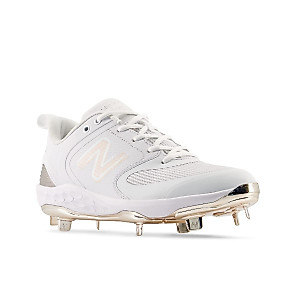 New Balance Women's Fresh Foam Velo V3 Softball Shoe, White/Champagne Metallic, 11