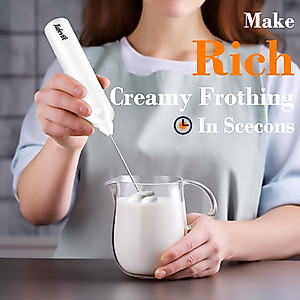 Tulevik Milk Frother Handheld, Electric Frother Wand With Stand, Coffee Frother With USB Rechargeable 3 Speeds, Mini Frother for Coffee Latte, Cappuccino, Hot Chocolate, Matcha, Egg - White