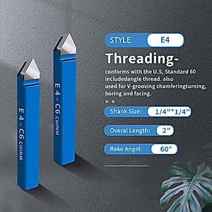 SENDUO 10PCS 1/4" Metal Lathe Tooling Carbide Tip Tipped Cutter Tool,C6 Bit Cutting Set,for Metal Lathe Turning, Boring, and Chamfering