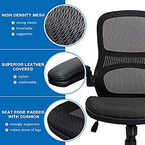 Funria Mid Back Mesh Office Chair Adjustable Ergonomic Swivel Executive All Mesh Task Chair with Flip Up Armrests Lumbar Support Computer Desk Chair