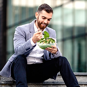 EasyLunchboxes® - Salad To-Go Containers - Reusable Bowl with Built-In, Leak-Proof Dressing Cup for Salad, Pasta, Cereal, Rice & More - Great for Work, Travel, & Meal Prep, Set of 4 (Classic)