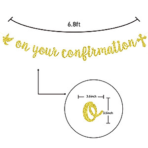 On Your Confirmation Banner, First Holy Confirmation Decorations, Bridal Shower, Engagement, Wedding, Bachelorette, Marriage Anniversary Party Decorations Gold Glitter