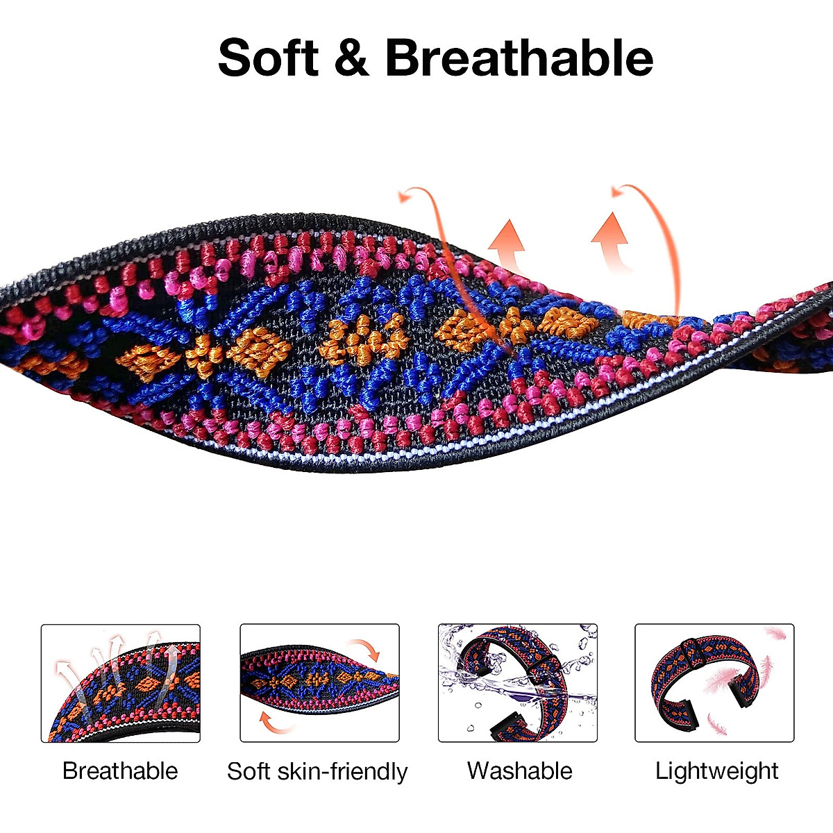 Stretchy Bands Compatible with Samsung Galaxy Watch 5/4/6 40mm 44mm/Watch 5 Pro 45mm/Watch 4 Classic 42mm 46mm, 20mm Nylon Strap for Galaxy Active 2 40 44mm/Active 40mm/Watch 3 41mm/Galaxy Watch 42mm