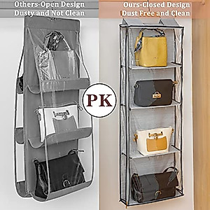 Qozary Handbag Purse Organizer for Closet, Handbag Purse Storage Organizer Bag with Zipper, Clear Hanging Closet Organizer for Handbag, Easy Access Dust Bags for Handbags, Purse, Toiletry Items, Large Cup Bra, Hats