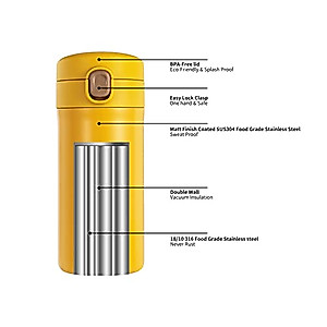 Leeeeey Mini Thermal Water Bottle,10 oz with Spout Lid Insulated Stainless Steel Bottle,Leakproof Travel Mug Perfect for Kids and Women (10oz-Pink)