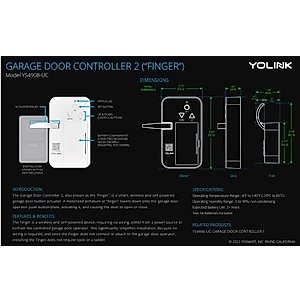 YoLink Smart Garage Door Solution Kit - Convert Any Garage Door to Smart in Seconds! Battery-Powered, No-Wires, No-Tools Super-Easy Installation. Compatible with Alexa & IFTTT