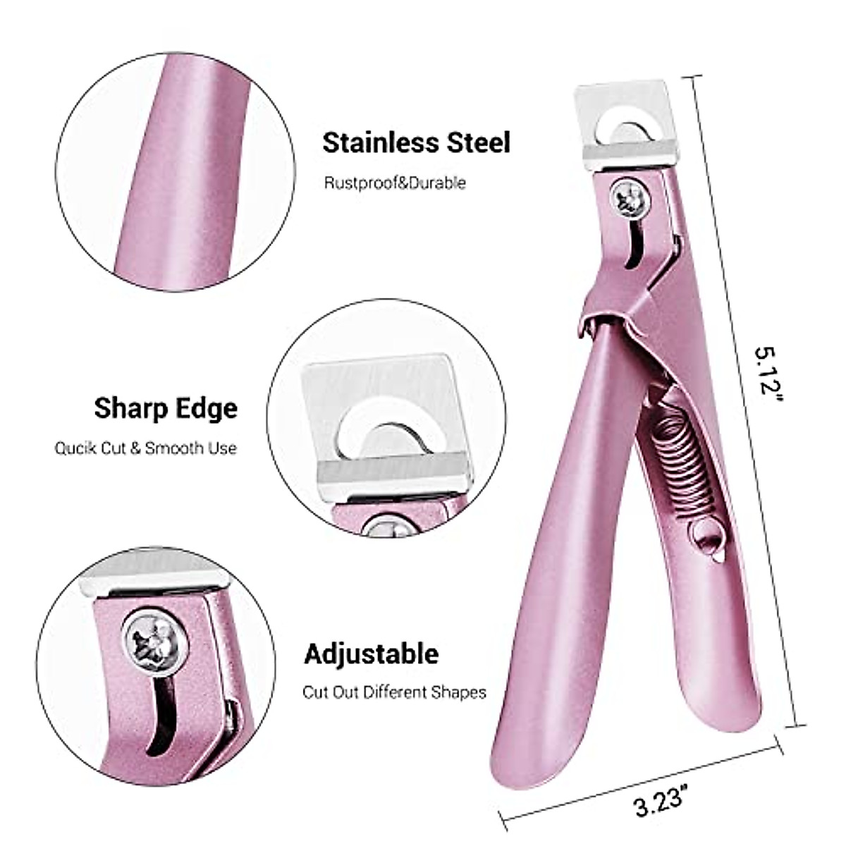 MelodySusie Acrylic Nail Clippers, Professional Nail Clippers Cutters for Acrylic Nails Fake Nail Tips, Adjustable Stainless Nail Trimmer, Manicure Tool for Salon Home Nail Art (Rose Gold)