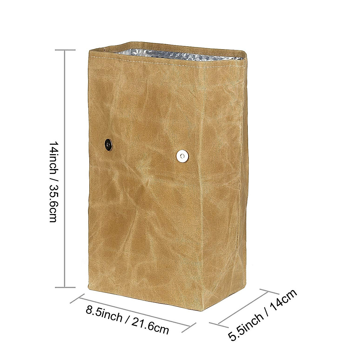 RUNHENG Canvas Lunch Bag, Waterproof Lunch Box with 2 Magnetic Buckles,Insulated Bag – Reusable Waterproof Tear, Leak Resistant, Spill Proof Thermal Cooler Lunch Box