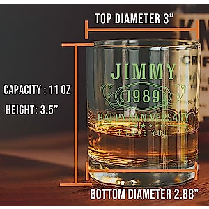 Personalized Printed 11oz Whiskey Glass – Customized Gifts for Men Him, Custom Name Cocktail Cup, Happy 40th Birthday Gift Idea for Dad Father Brother Adult Son, Turning Years Old Bday Party, Bernard