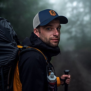 Pnkvnlo Mesh Bigfoot Hat Leather Cap for Men- Great Snapback Closure Sasquatch Hat for Hunting & Hiking-Leather-navy blue